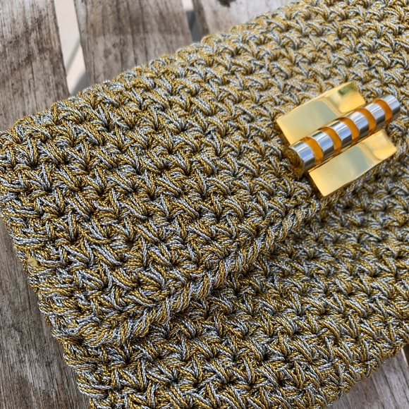 Rodo | Bags | Vintage 98s Rodo Silver Gold Crochet Clutch | Poshmark
